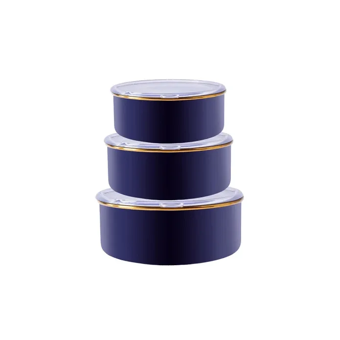 Piraye-Enamel Storage Box-Navy Blue